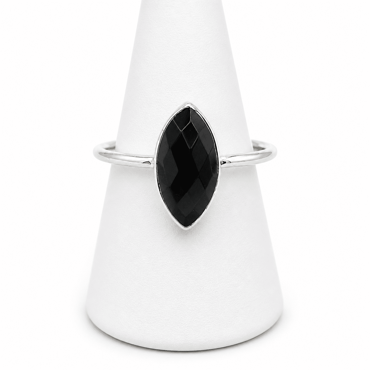 Black Onyx Marquise Ring 925 Sterling Silver, Faceted Onyx Gemstone ...