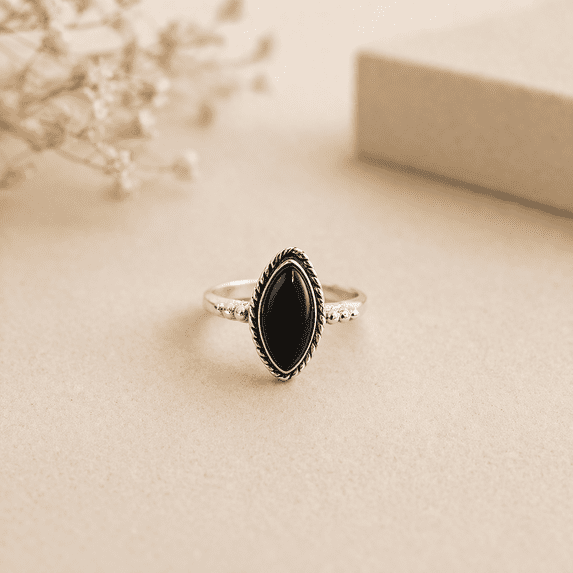 Black Onyx Pear Statement Ring, 925 Sterling Silver Jewelry ...