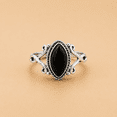 Black Onyx Marquise Ring in 925 Sterling Silver, Gothic Statement Ring ...