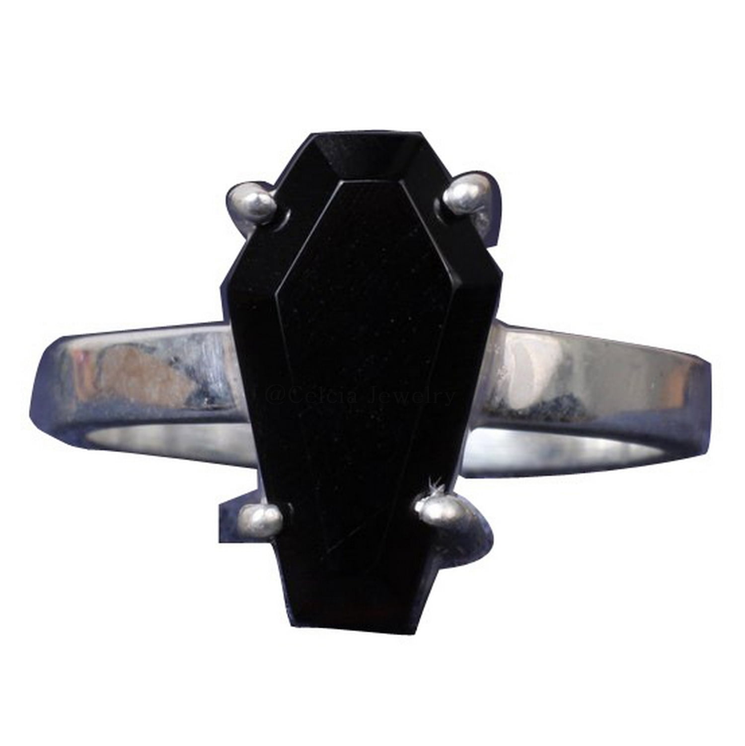 Black Onyx Natural Healing Copper Gemstone Coffin Ring, Metaphysical ...