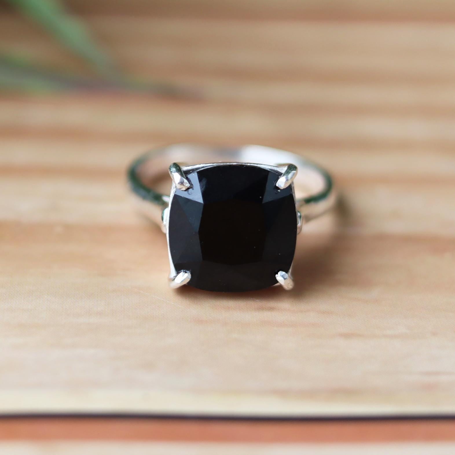 Black Onyx Ring, 925 Silver Ring, Cocktail Ring, Minimalist Ring ...