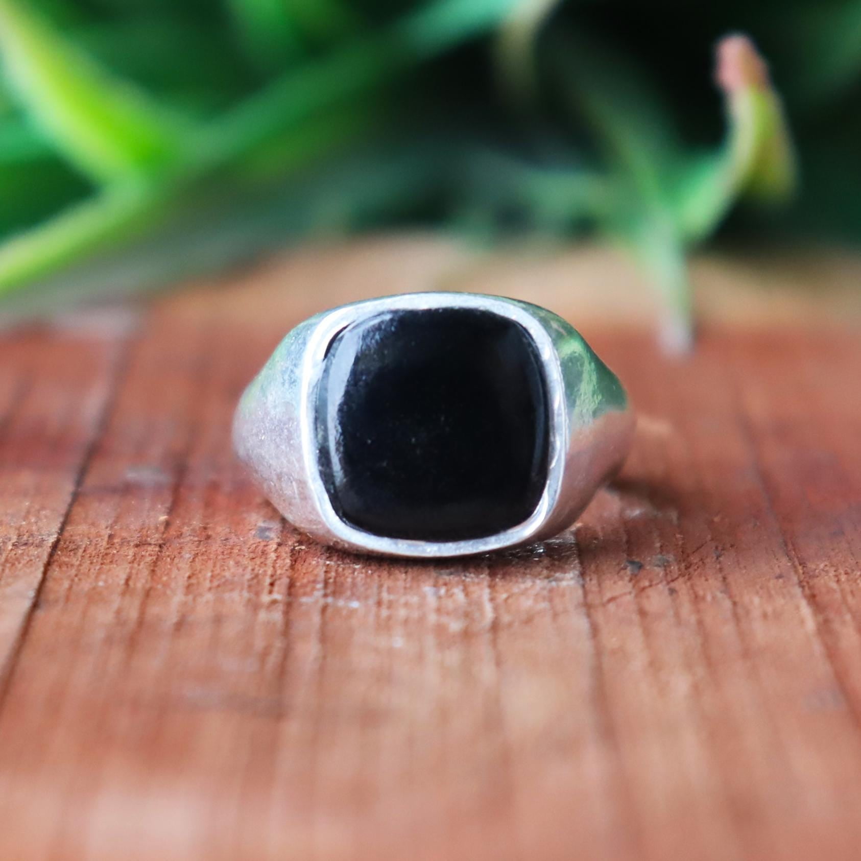 Black Onyx Ring, 925 Silver Ring, Men's Signet Ring, Minimalist Ring ...