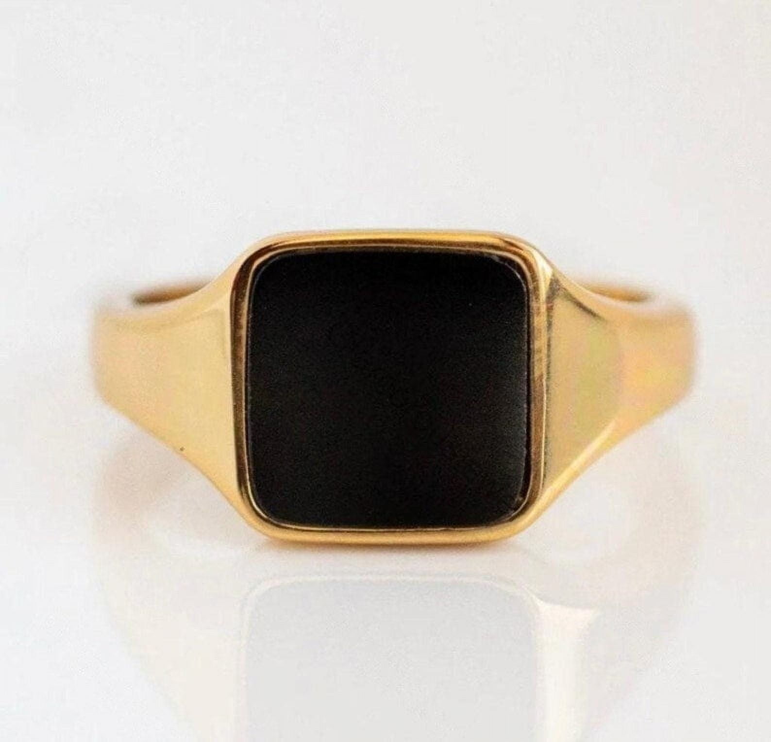Black Onyx Signet Men's Ring,14k Gold Square Onyx Signet Ring For Men ...