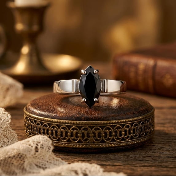 Black Onyx Sterling silver ring, Handmade minimalistic ring, Gift for ...