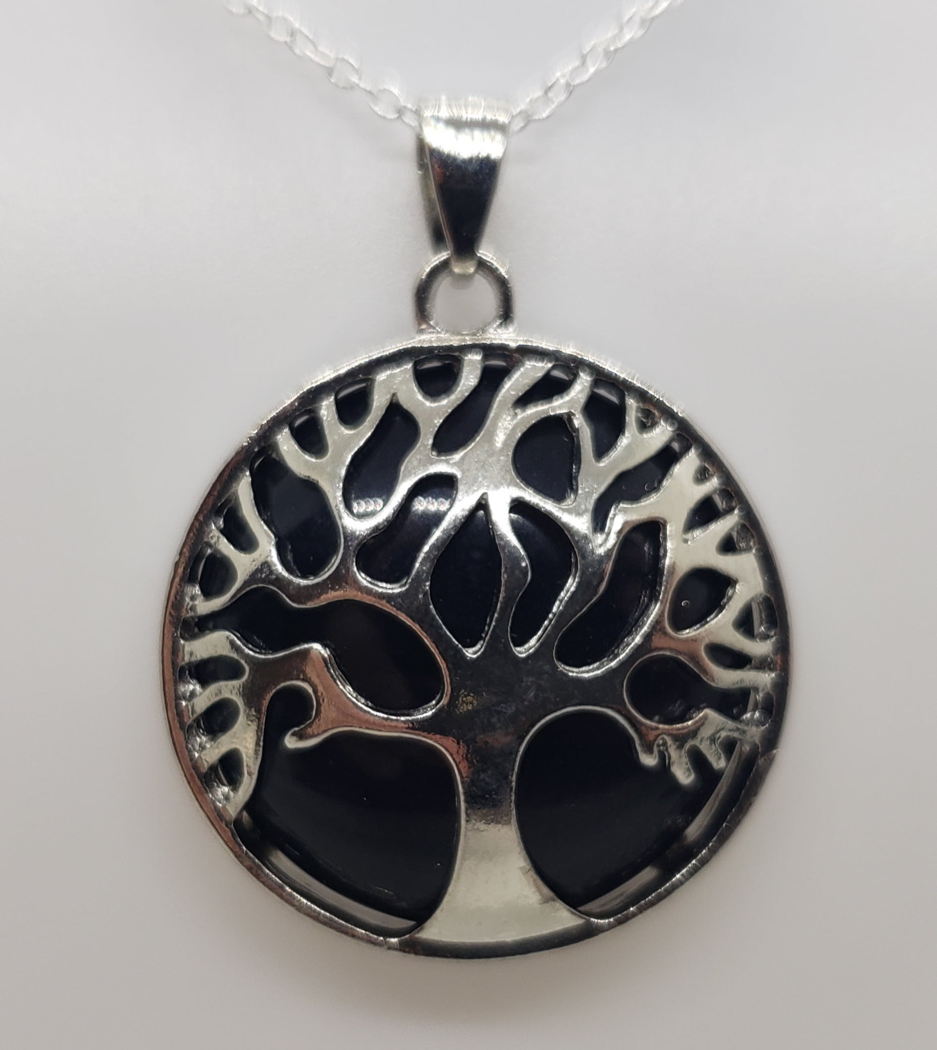 Black Onyx Tree of Life Silver Necklace - Walmart.com
