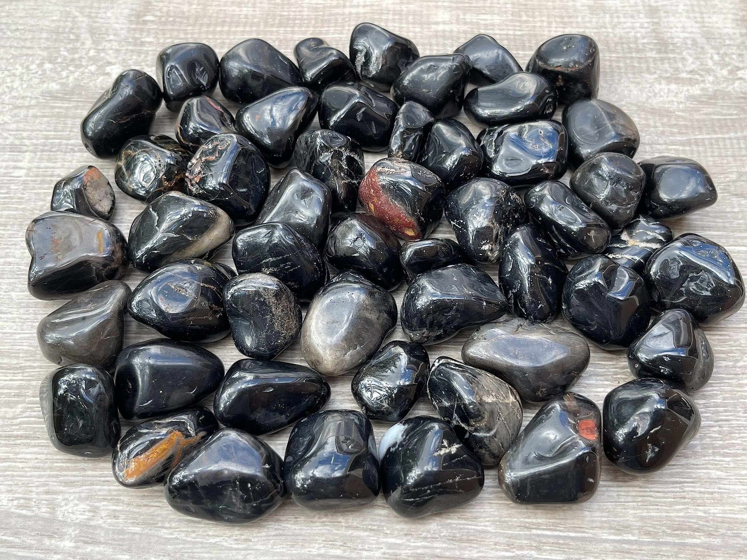 Black Onyx Tumbled Stones, Polished Natural Black Onyx Gemstone, Black ...