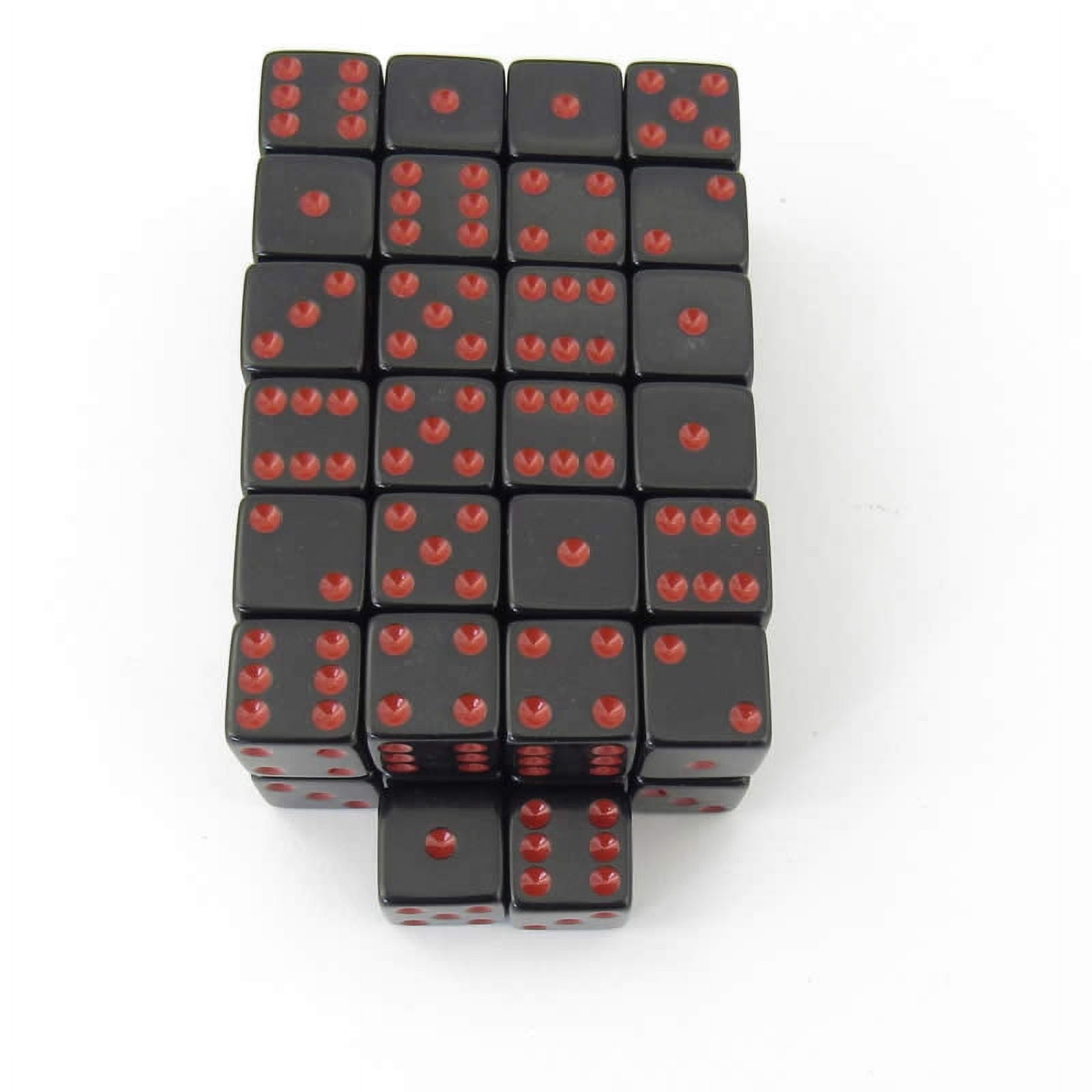 Black Opaque Squared Corner Dice Red Pips D6 16mm (5/8in) Pack of 50 Wondertrail - Walmart.com