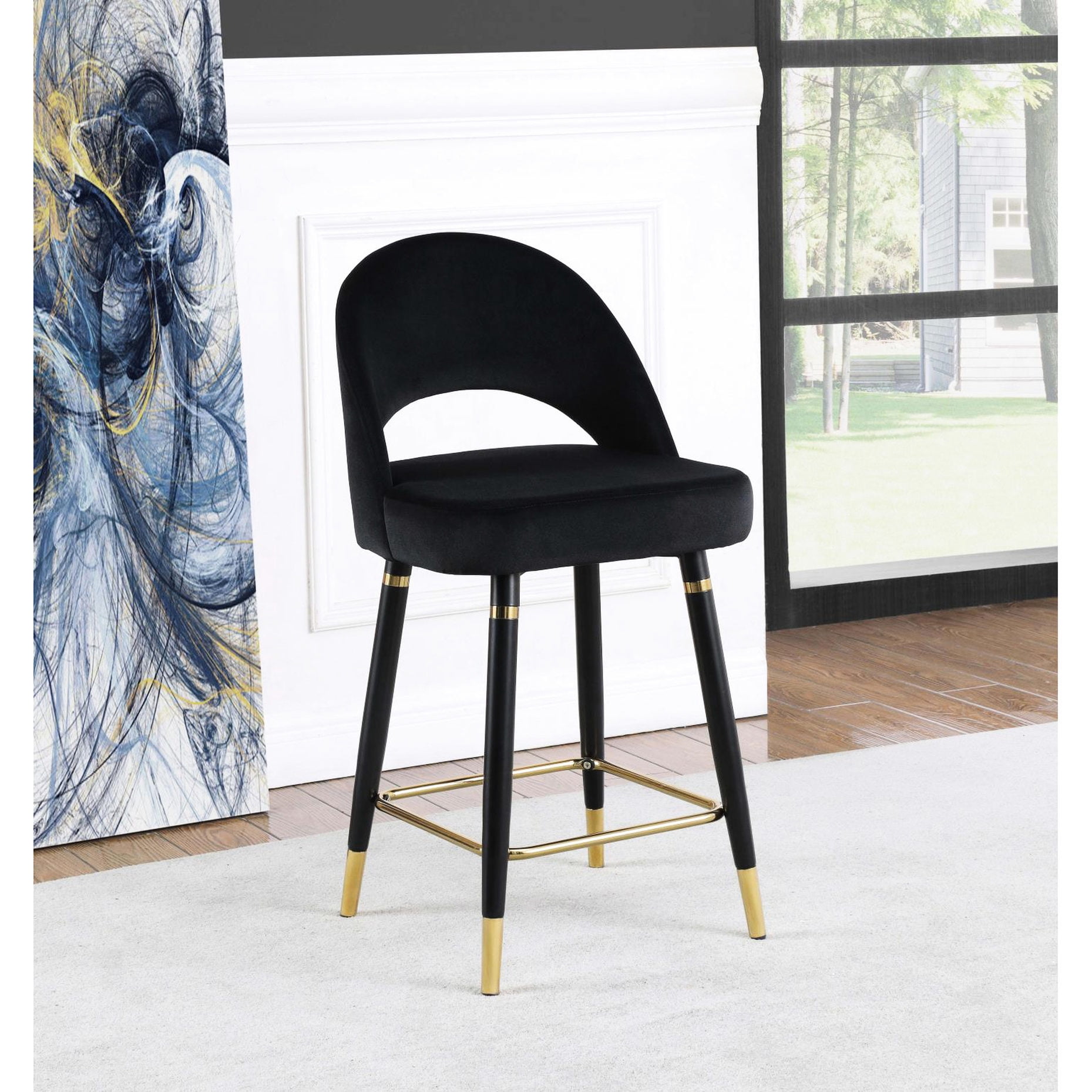Black Open Back Stools Set for Extended Comfort - Great for Dining ...