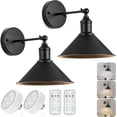 Black Operated Wall Sconces, Cordless LED Wall Lights Set of 2 with ...
