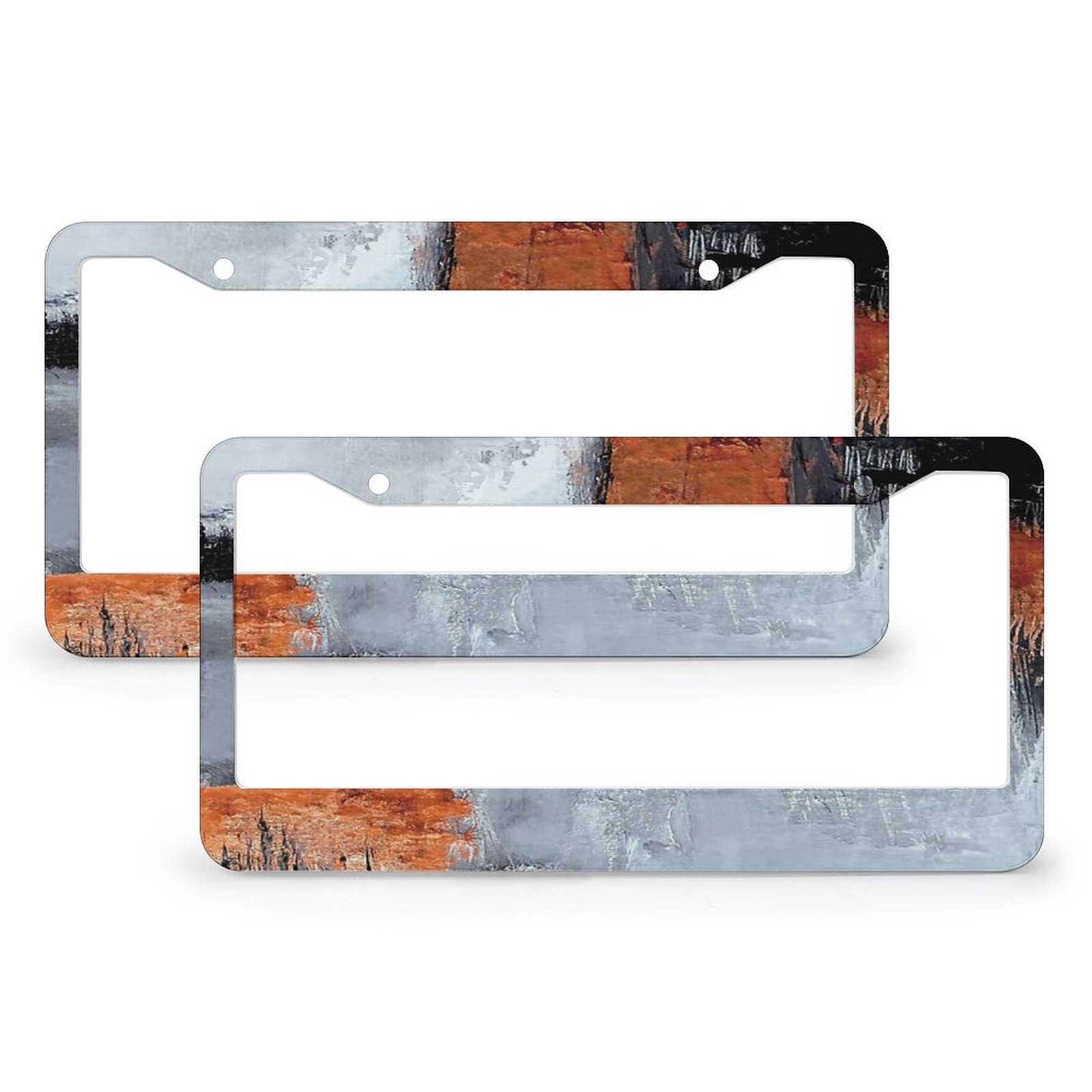 Black Orange Abstract License Plate Frame 2 Pack License Plate Holder ...