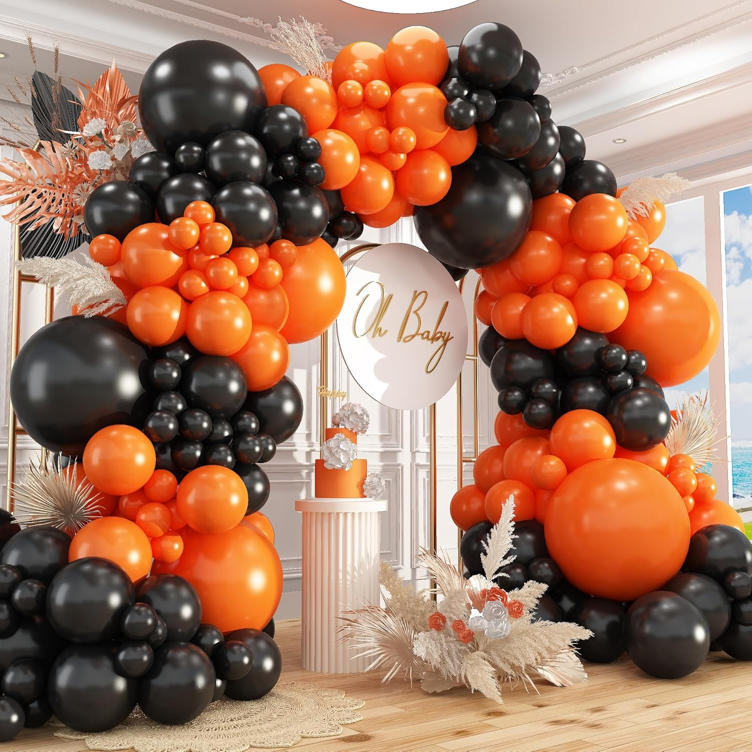 Black and Orange Balloons Garland Arch Kit, 412pcs Black Orange ...