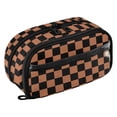 Black Orange Checked Pattern PVC Pencil Case Water-Repellent Clear ...