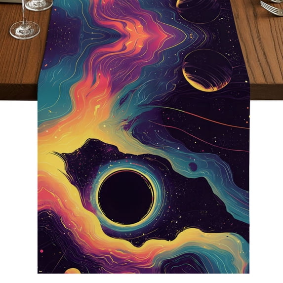 Black Orange Cosmos Burlap Cotton Table Runner 13x70 Inches Long ...