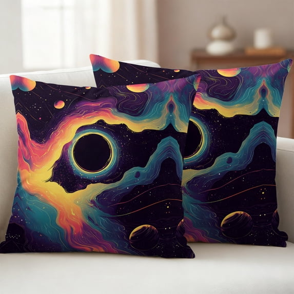 Black Orange Cosmos Outdoor Waterproof Throw Pillow Covers 16x16 Set of ...