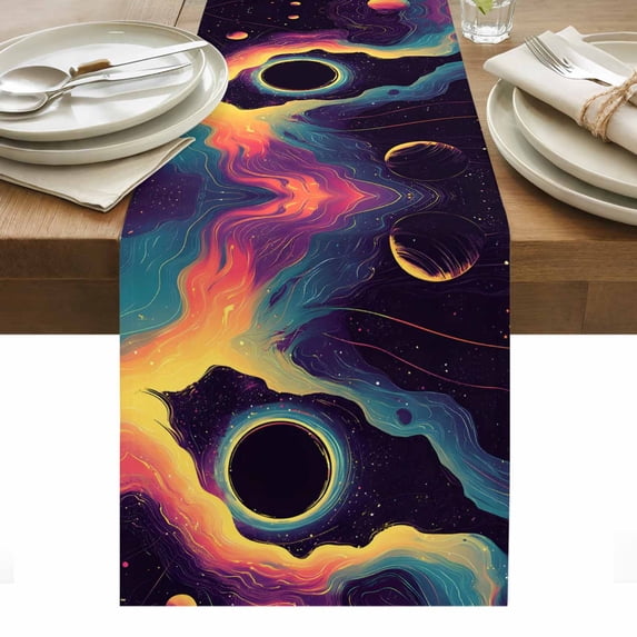 Black Orange Cosmos Table Runner Modern Art Aesthetics Tablerunners 13 ...