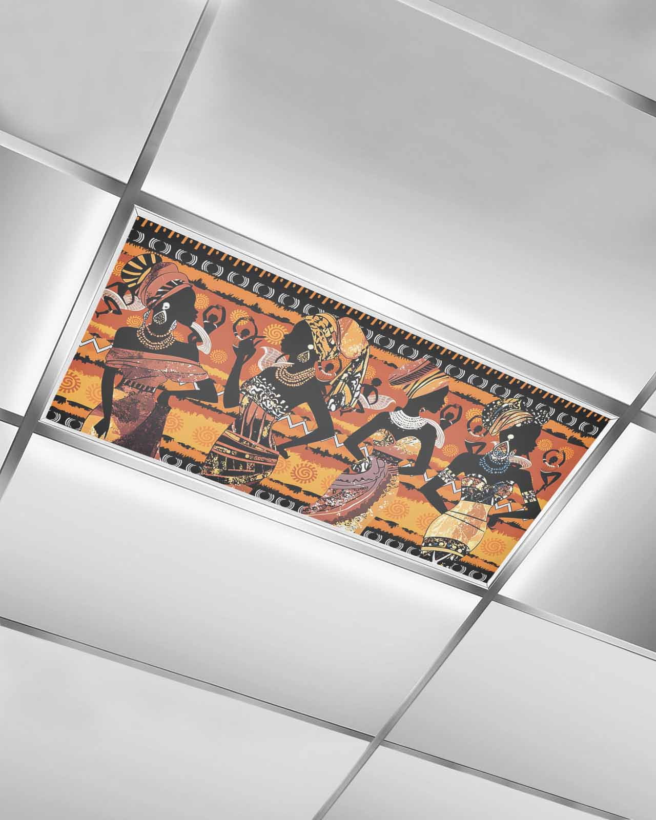 Black Orange Girls Boho Fluorescent Light Covers for Ceiling Lights 4x2 ...