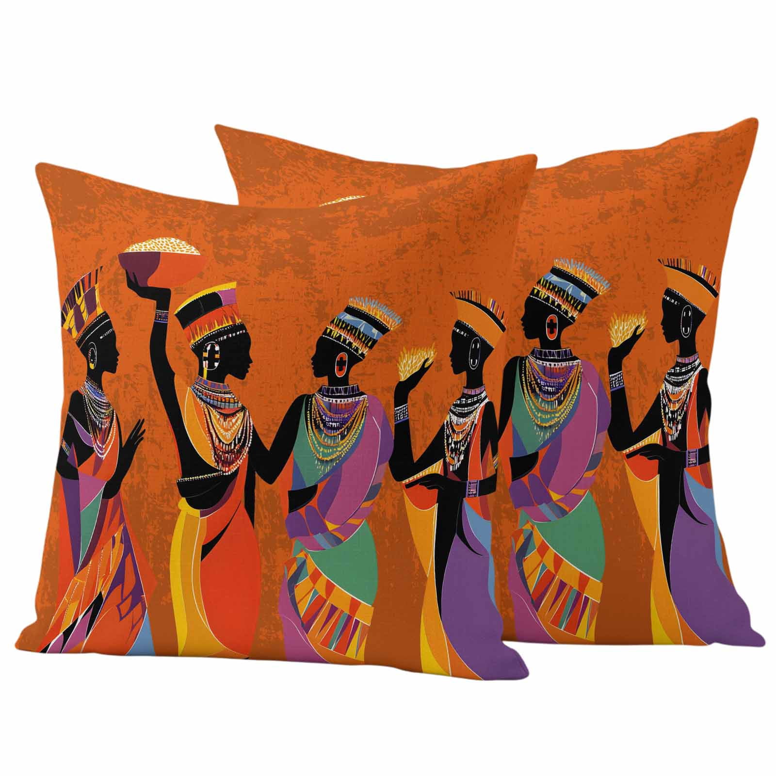 Black Orange Girls Boho Outdoor Pillow Covers 16"x16" Set of 2 ...