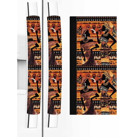 Black Orange Girls Boho Refrigerator Door Handle Covers Set of 2 ...