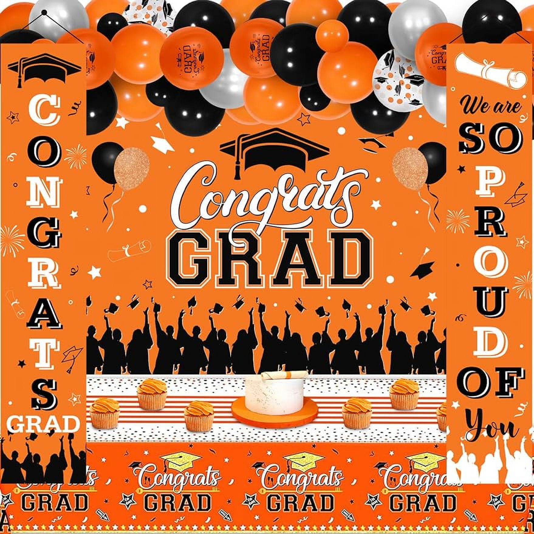 Black and Orange Graduation Party Decorations Set 2024 Graduation ...