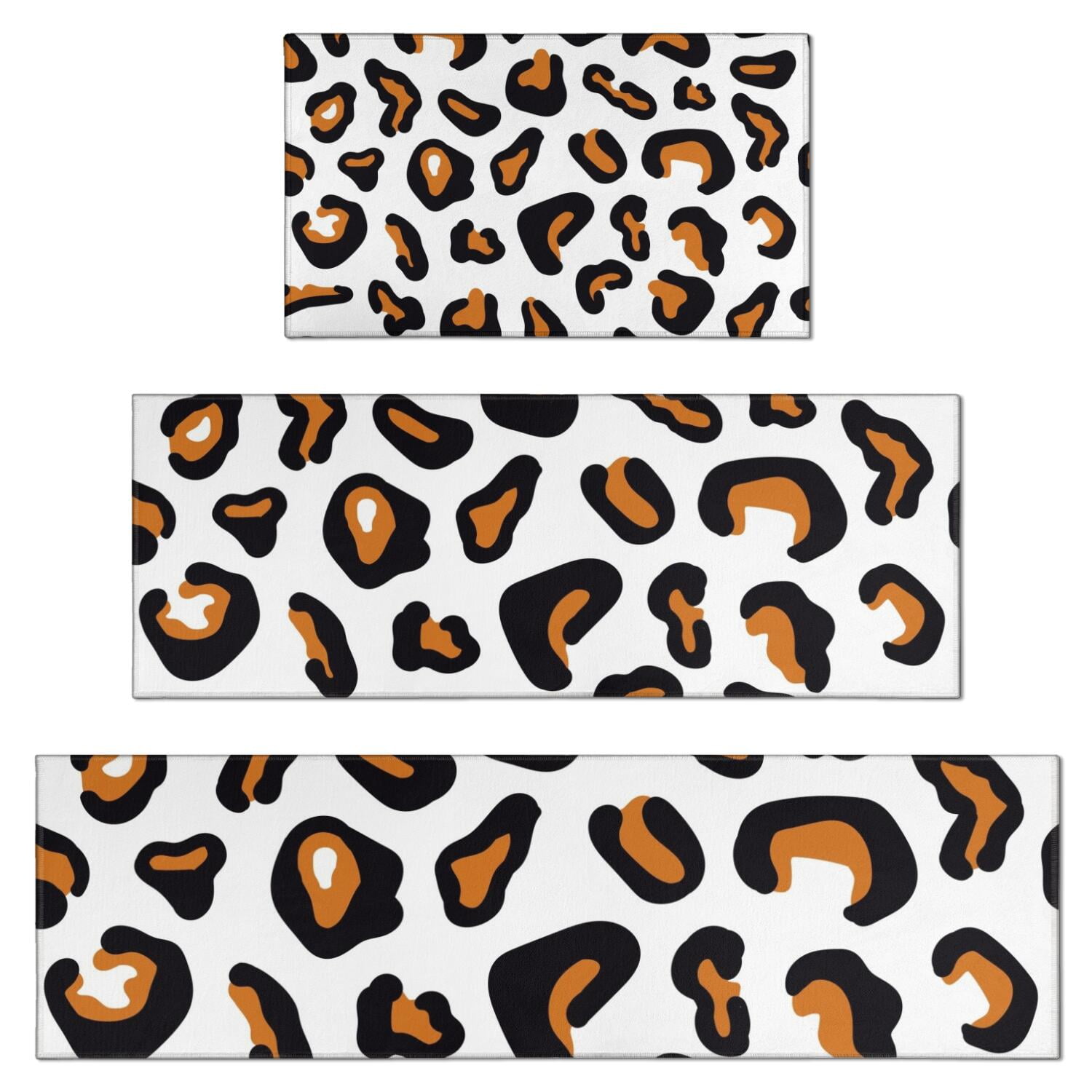 Black and Orange Of Leopard Print Kitchen Rugs Sets Of 3,Kitchen Runner ...