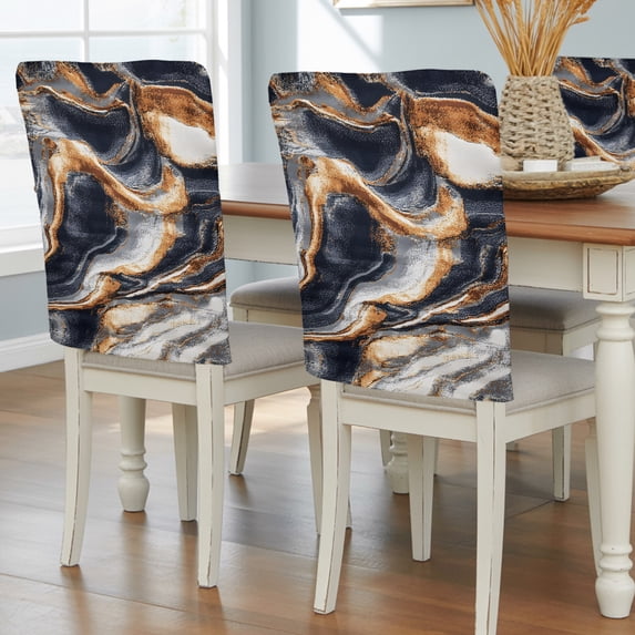 Black Orange Marble Chair Back Covers, Vintage Stone Texture Removable ...