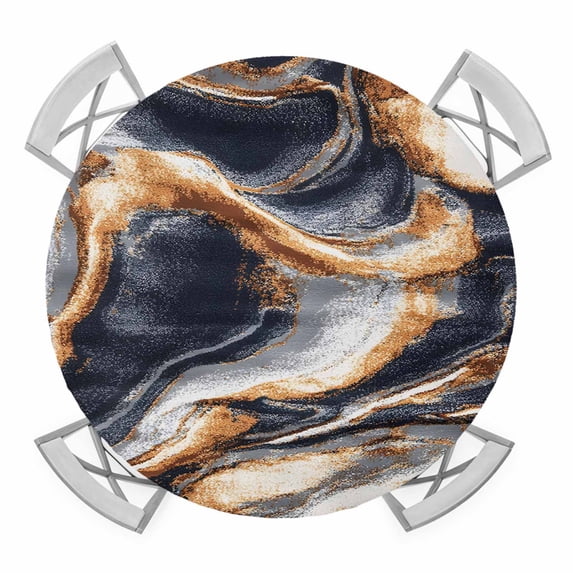 Black Orange Marble Round Tablecloth for 55-60 Inch Tables, Fitted ...
