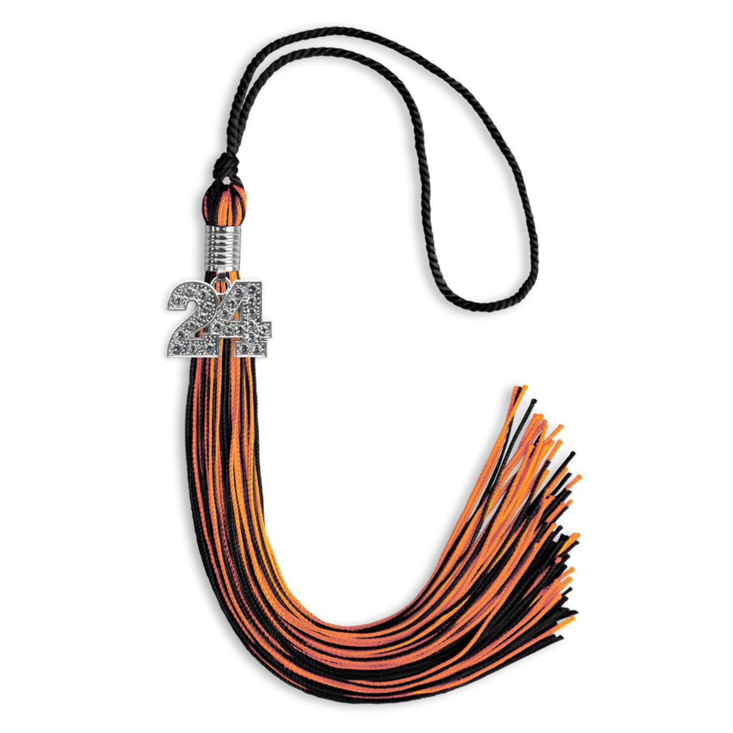 Endea Graduation Black/Orange Mixed Color Graduation Tassel with Silver ...