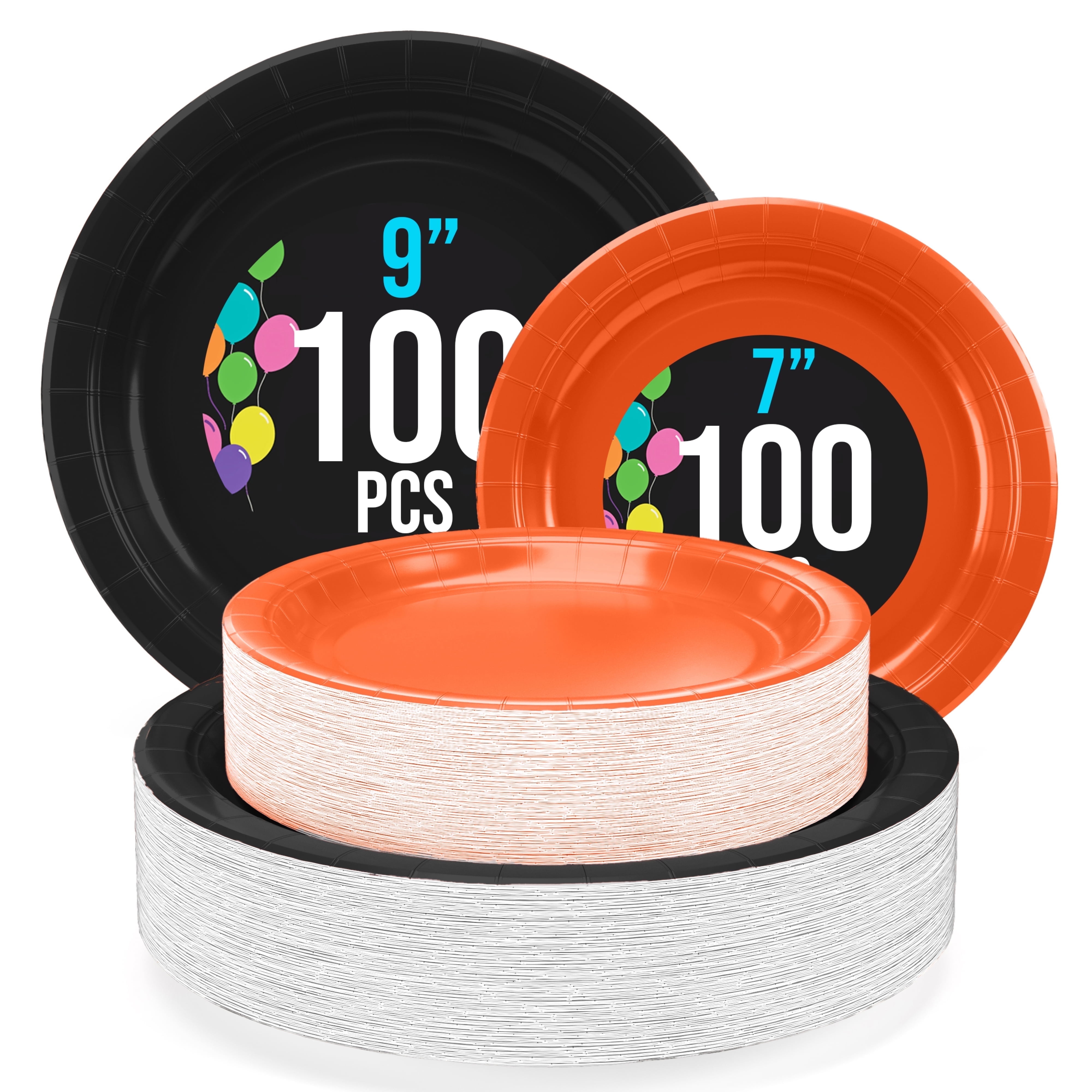 Exquisite Black & Orange Disposable Heavy Duty Paper Plates, 7 Inch ...