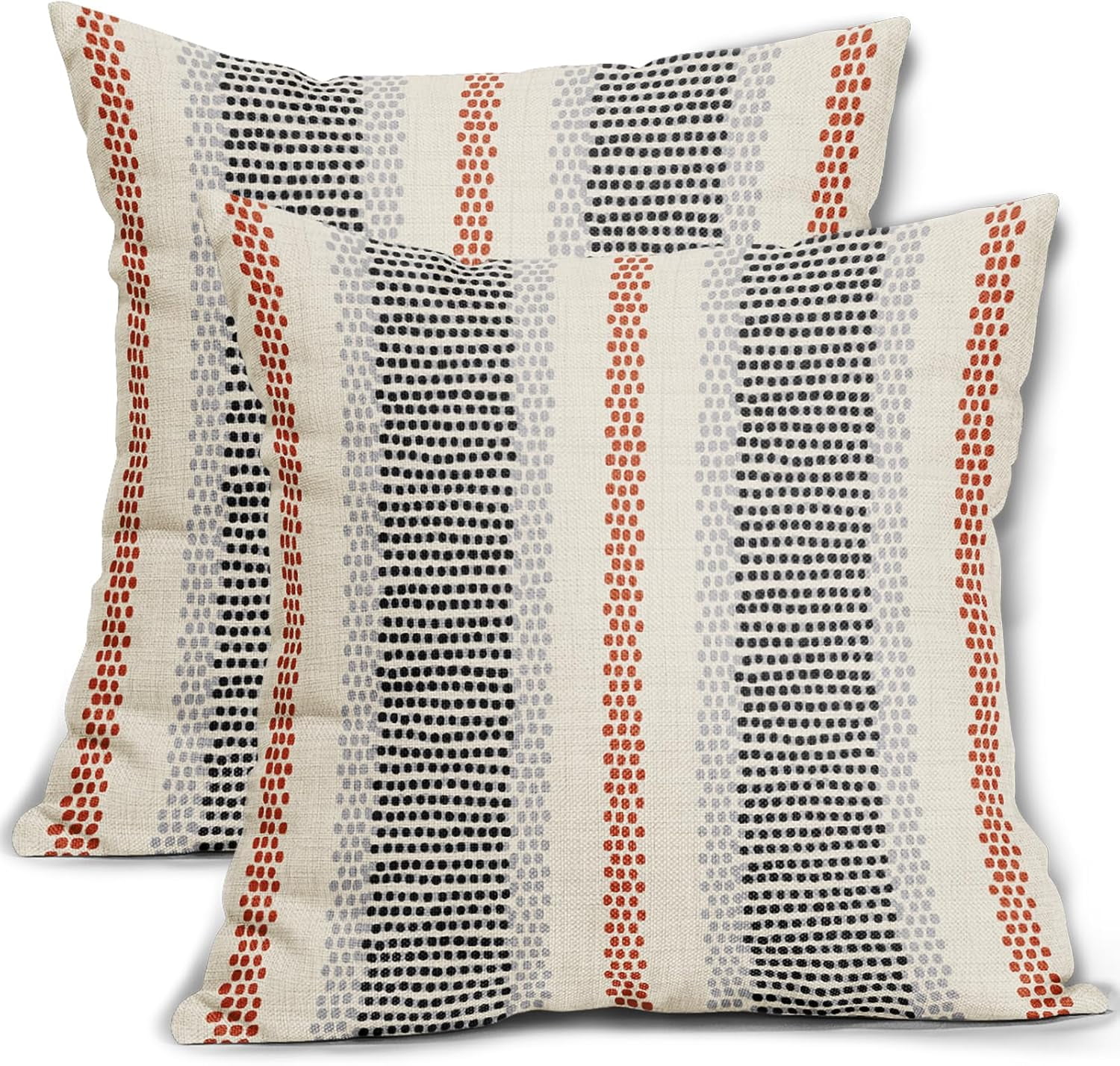 Black Orange Pillow Covers 16x16 Set of 2 Fall Colored Dot Striped ...