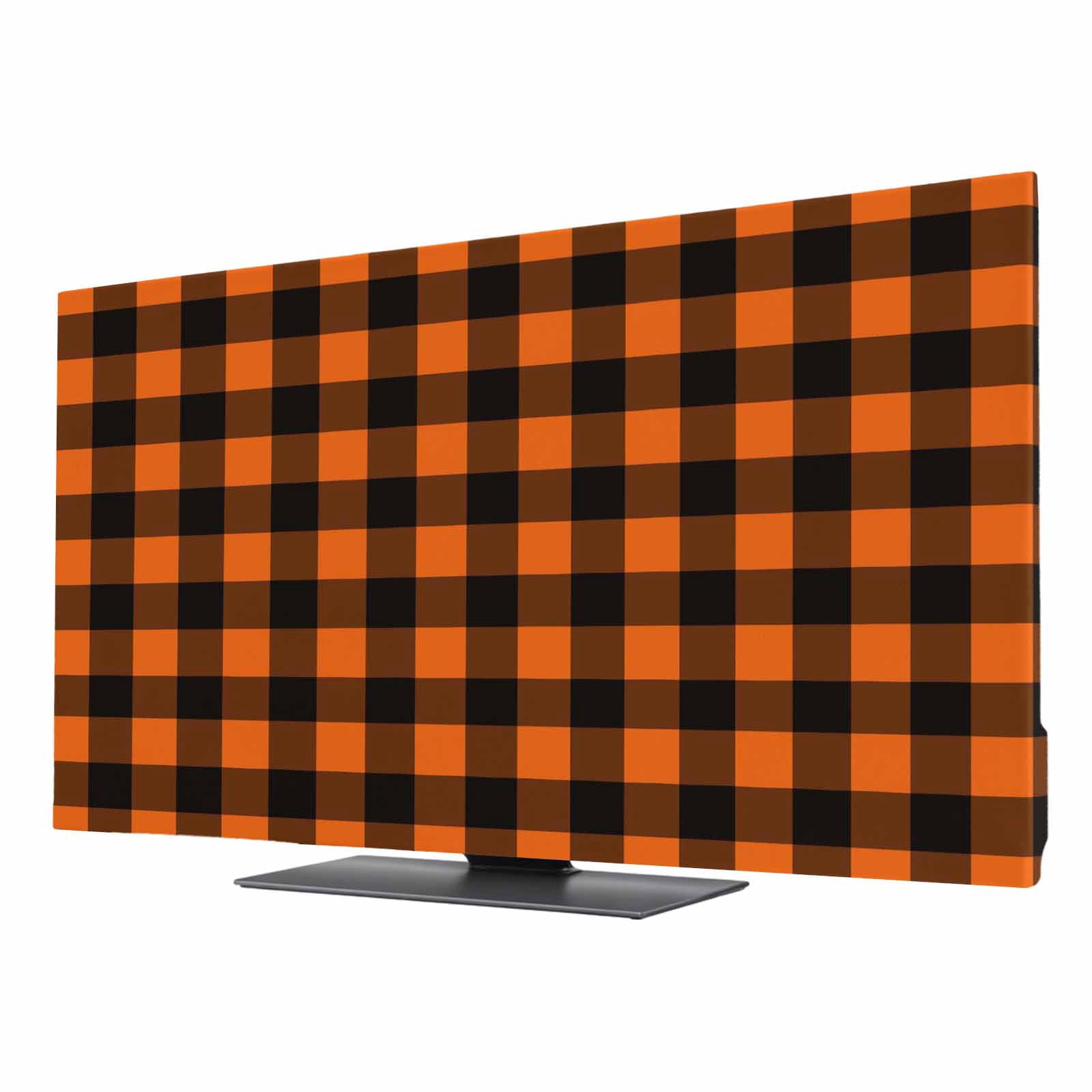 Black Orange Plaid TV Cover for 40 Inch Screen, Stretch Fabric ...