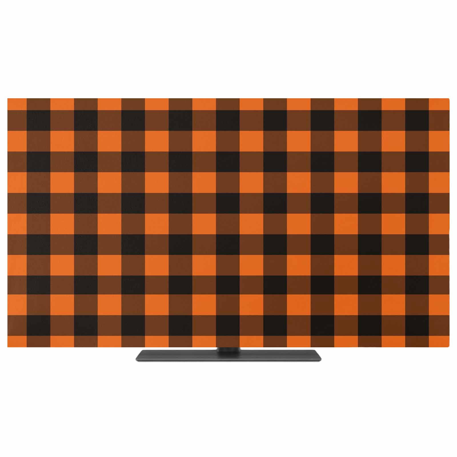 Black Orange Plaid TV Dust Cover,Stretchable TV Screen Desktop Computer ...