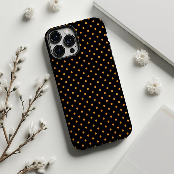 Black Orange Polka Dot Phone Case Classic Spot Design 17 to 11 Pro Max ...
