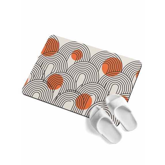 Black Orange Soft Diatomaceous Earth Mat, Abstract Line Boho Mid ...