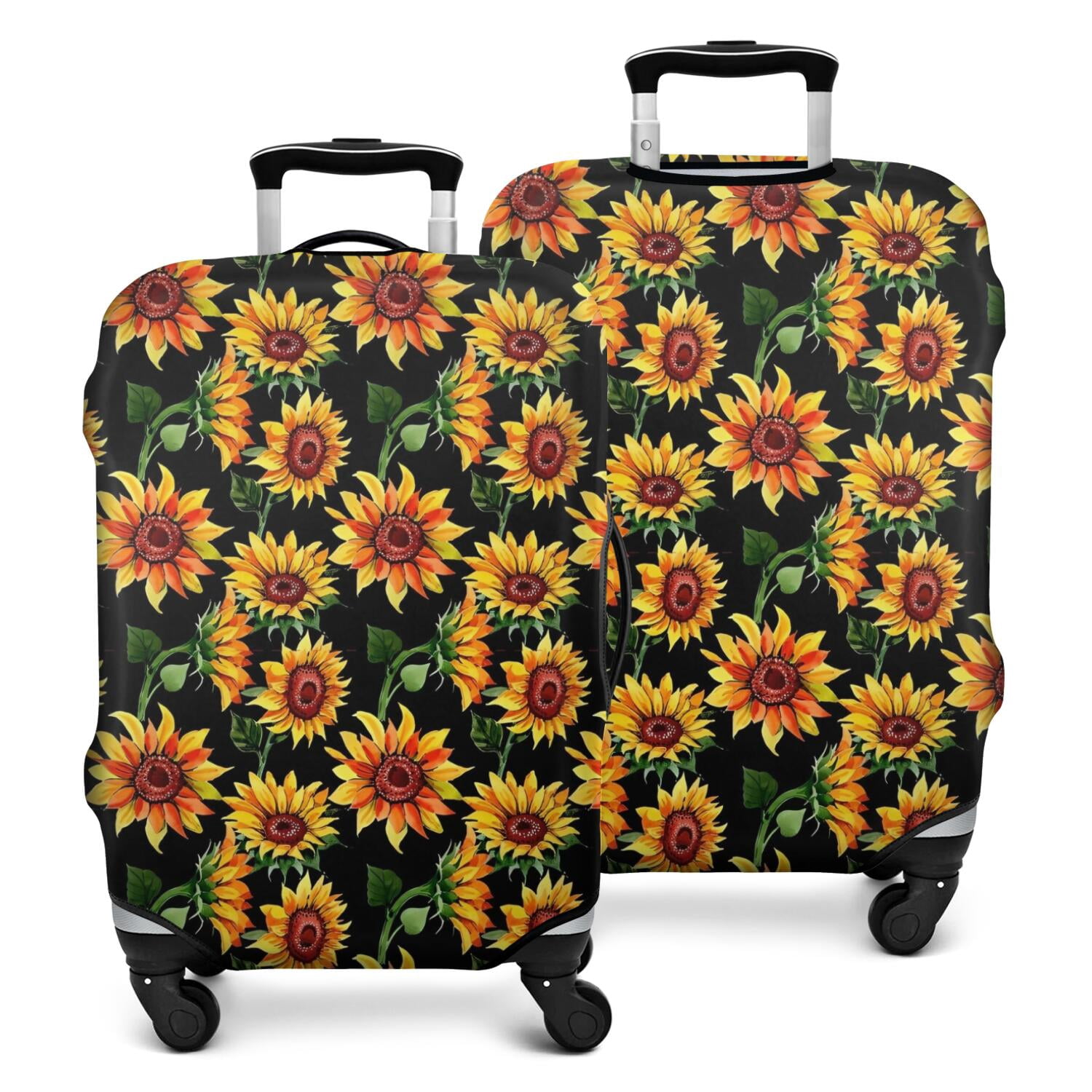 Black Orange Sunflower Pattern Luggage Cover Fashion Suitcase Cover ...