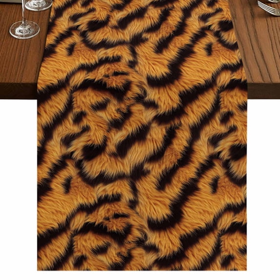 Black Orange Table Runner 72 Inches Long,Vintage Abstract Tiger Stripes ...