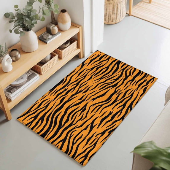 Black Orange Tiger Wildlife Fur Rectangle Rug 2'x3' Animal Print ...
