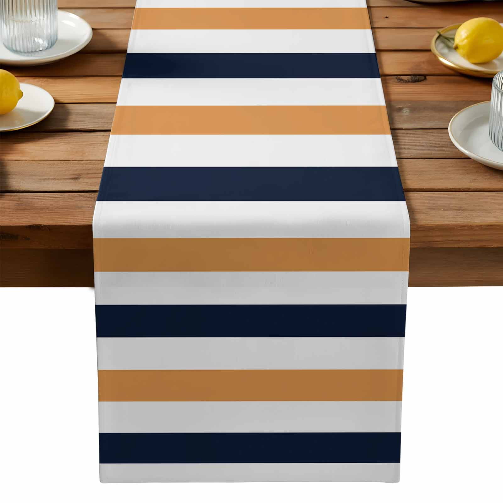 Black Orange Watercolor Stripe Table Runners 13x90 Inches Long Linen ...