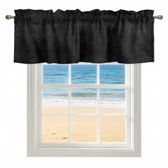 Black Organic Texture Valances for Windows, Rod Pocket Kitchen Valance ...