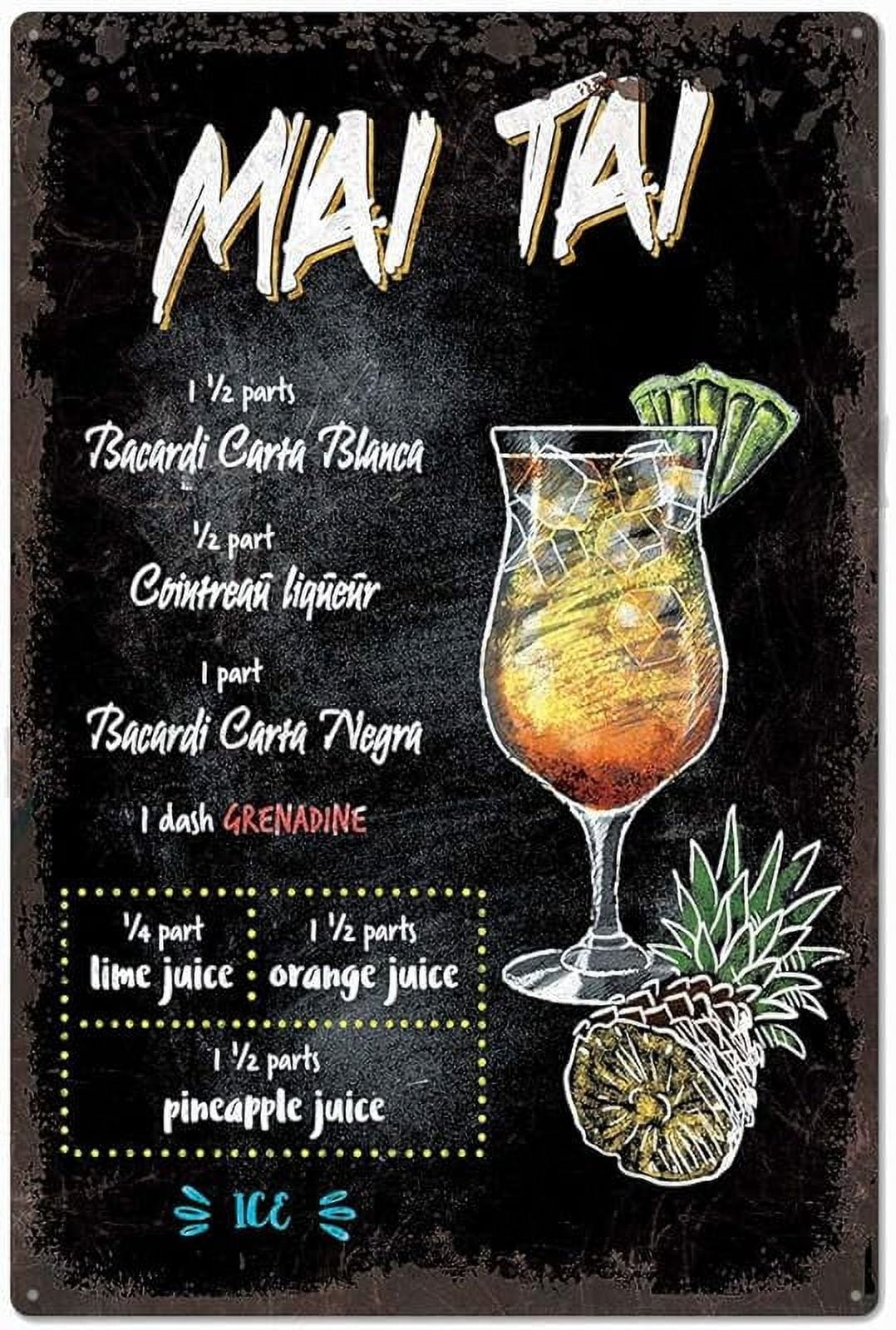 Black Original Design Cocktail Recipe Iced Tea Tin Metal Sign Wall Art ...