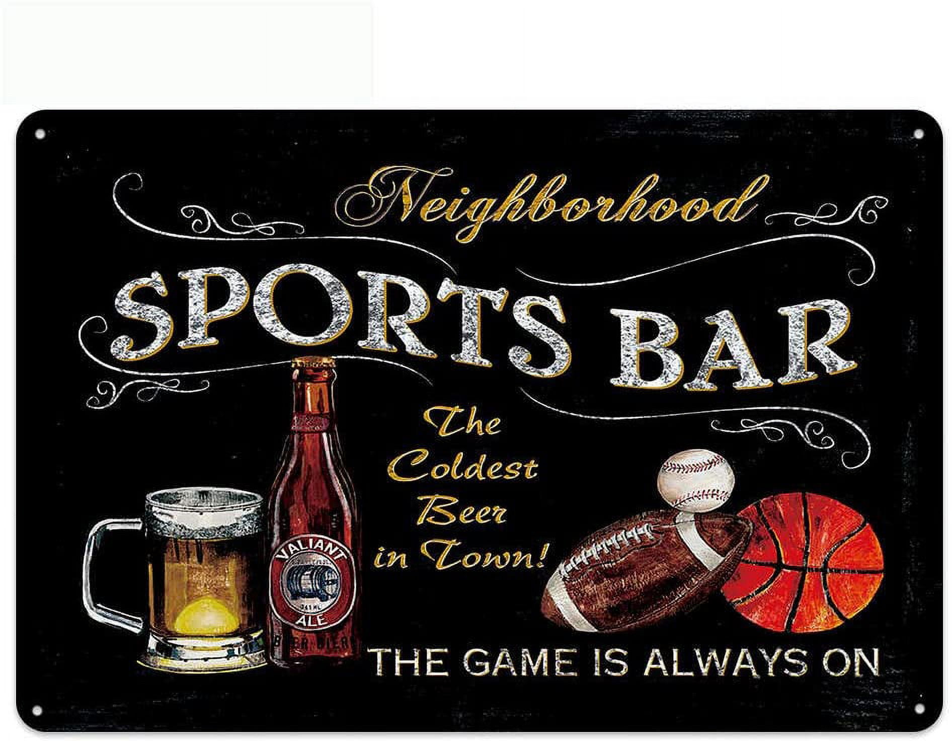 Black Original Retro Design Sport Bar Tin Metal Wall Art Signs, Thick ...