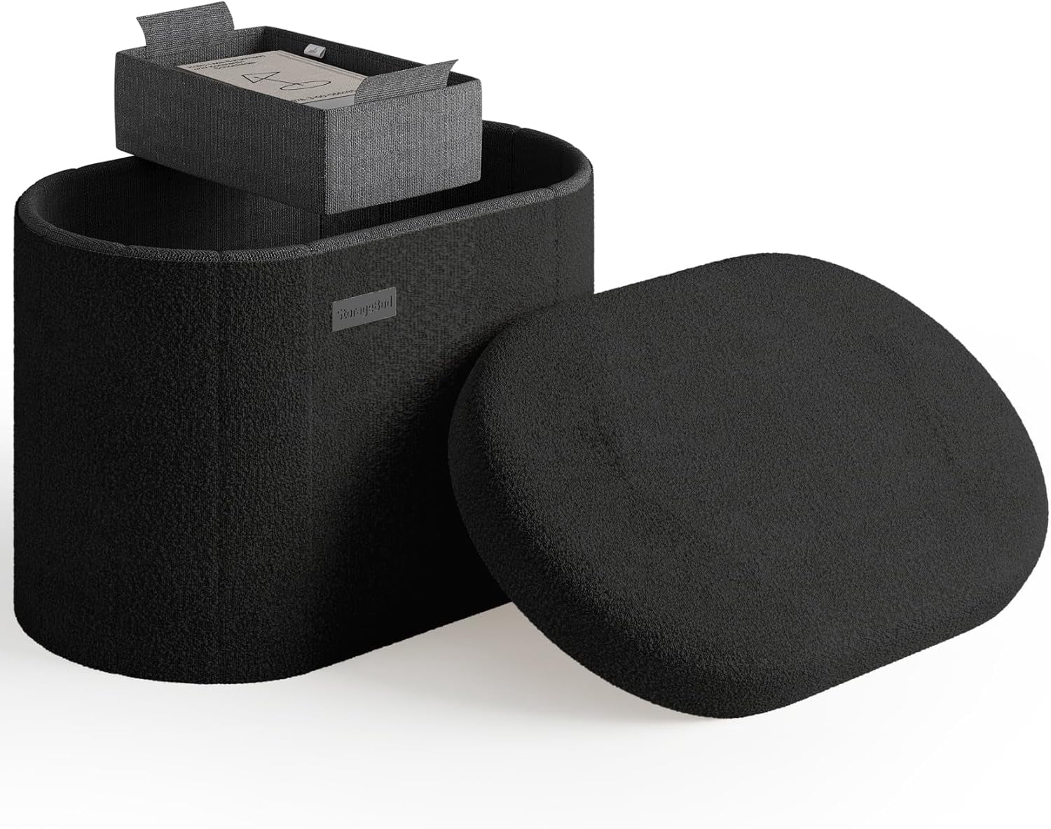 Black Ottoman with Storage for Living Room, 18 Inch Storage Ottoman ...