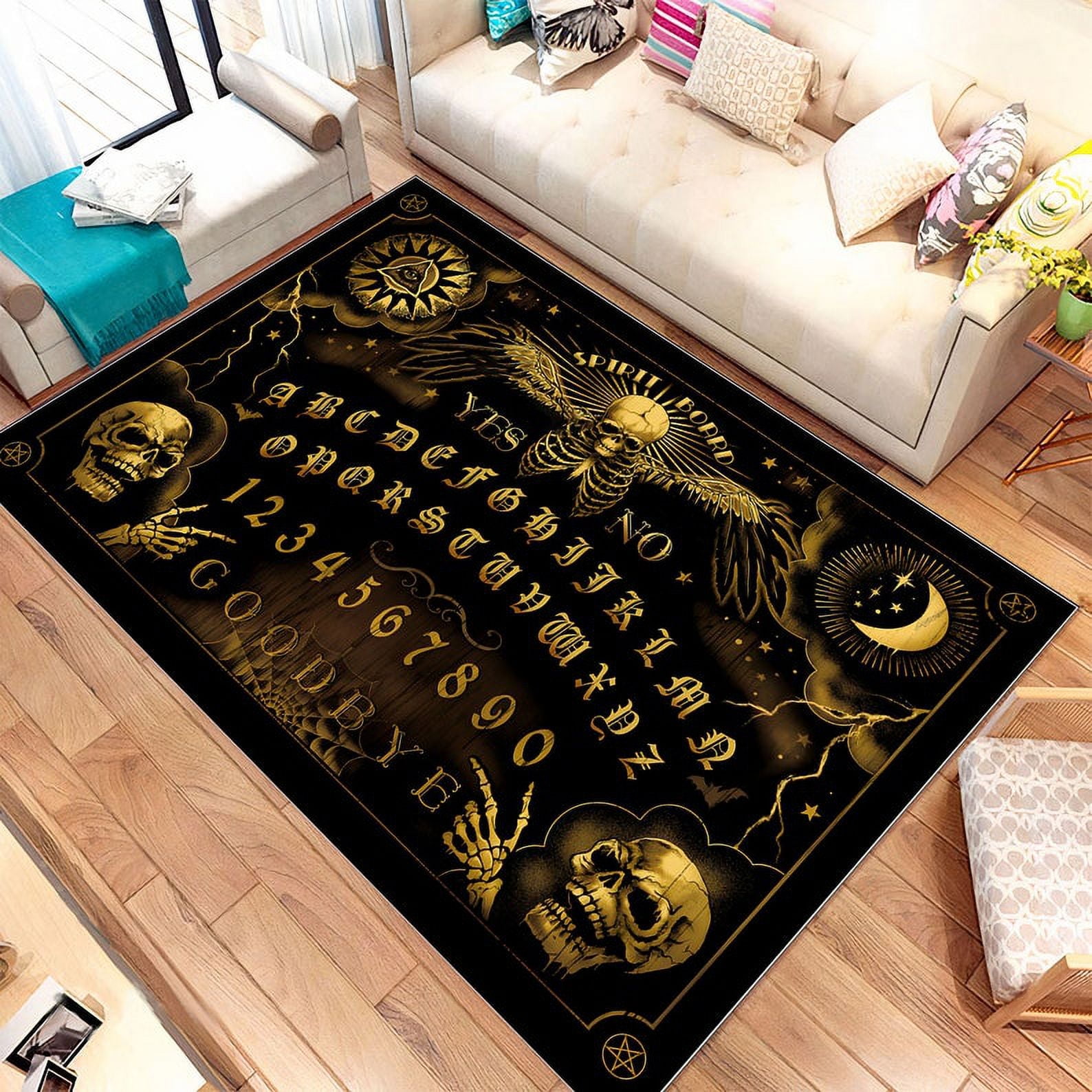 Black Ouija Area Rug, Witchy Spirit Board Rug 3x5 ft - Walmart.com