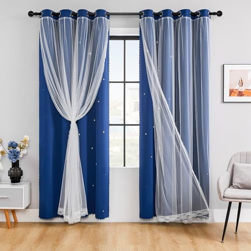 Black Out Curtains for Bedroom, Double Layer Unicorn Curtains for Kids ...