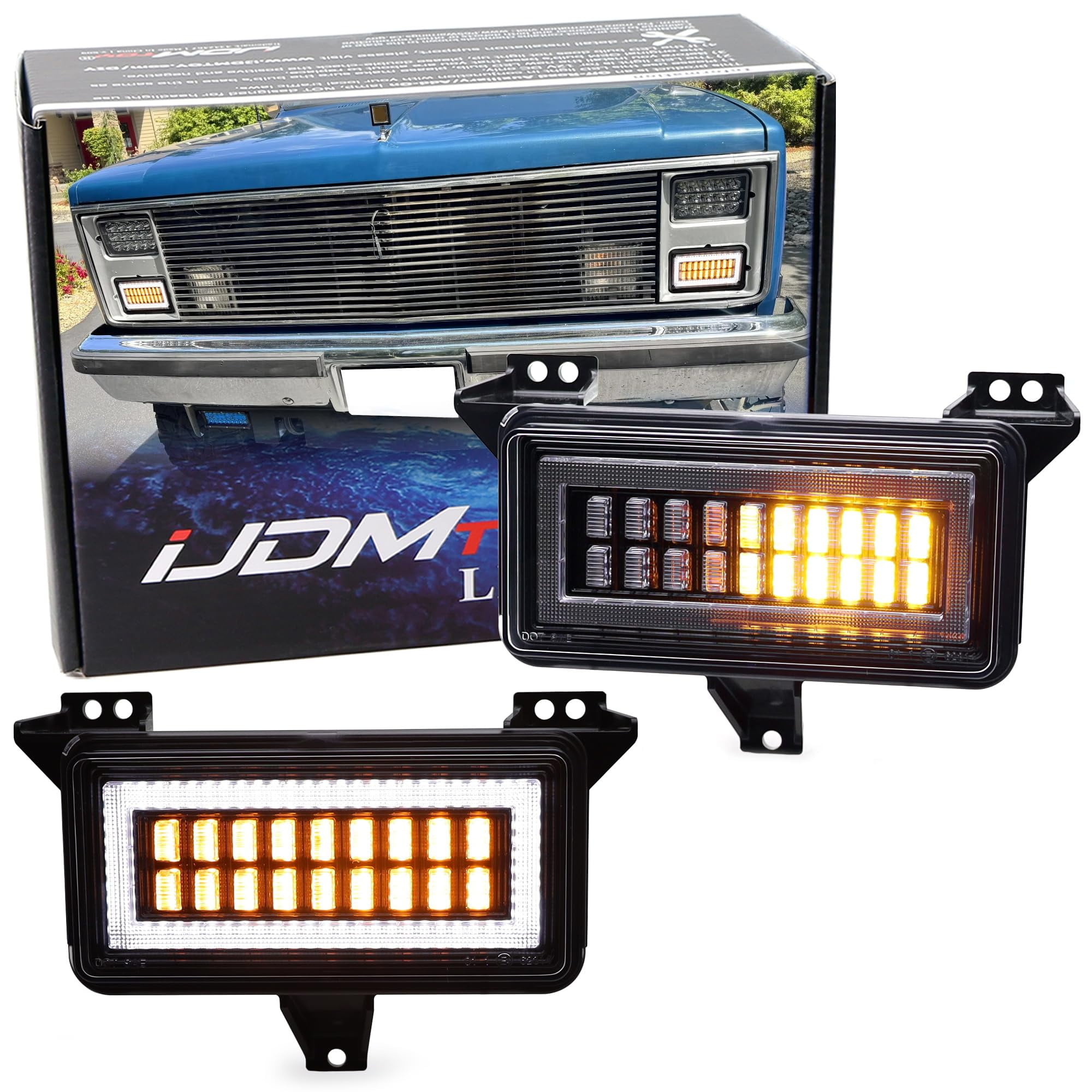 Black-Out Interior Clear Lens White LED Driving Light/Amber Sequential ...