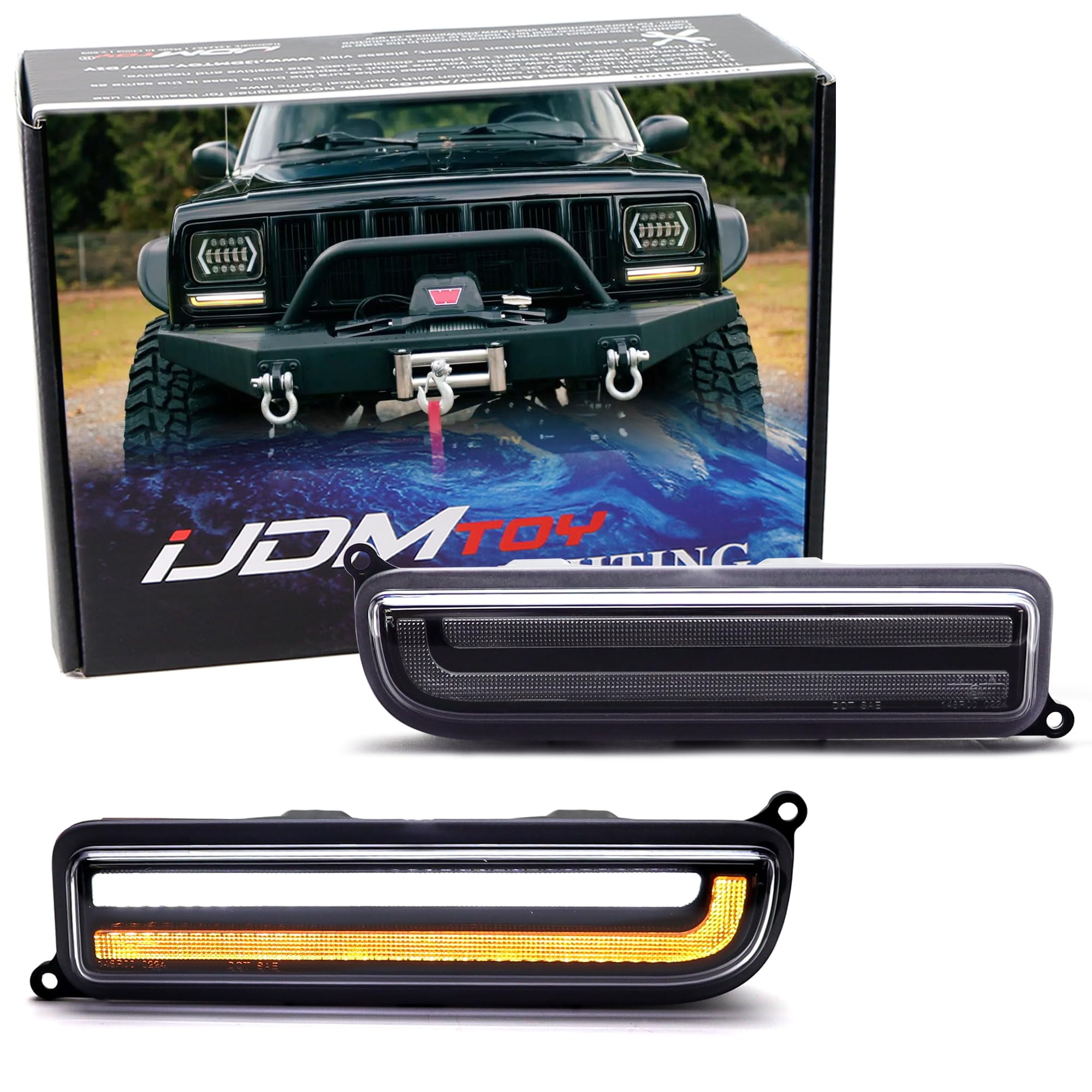 Black-Out Interior Clear Lens White LED Driving Light/Amber Sequential Blink LED Front Turn ...
