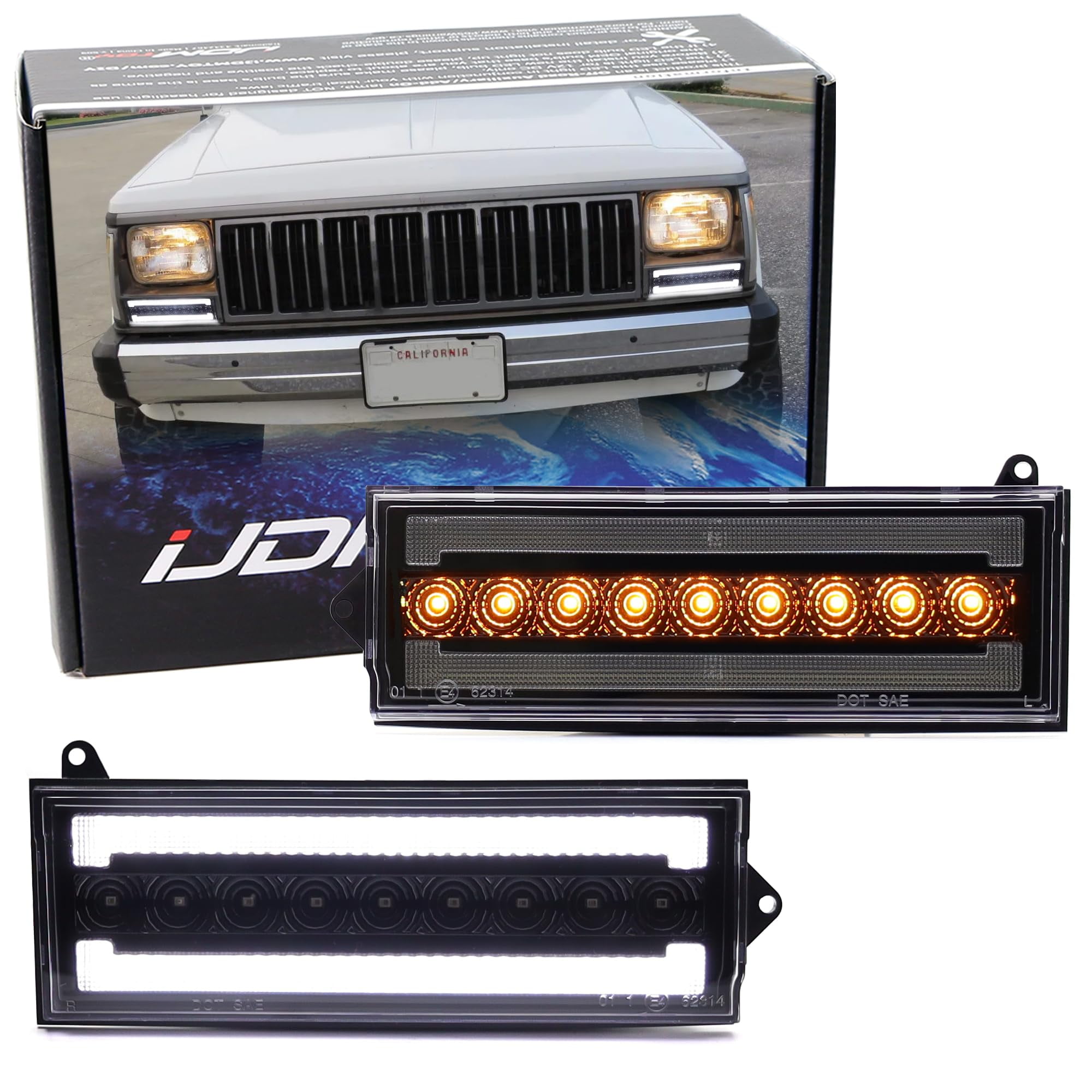 Black-Out Interior Clear Lens White LED Driving Light/Amber Sequential Blink LED Front Turn ...