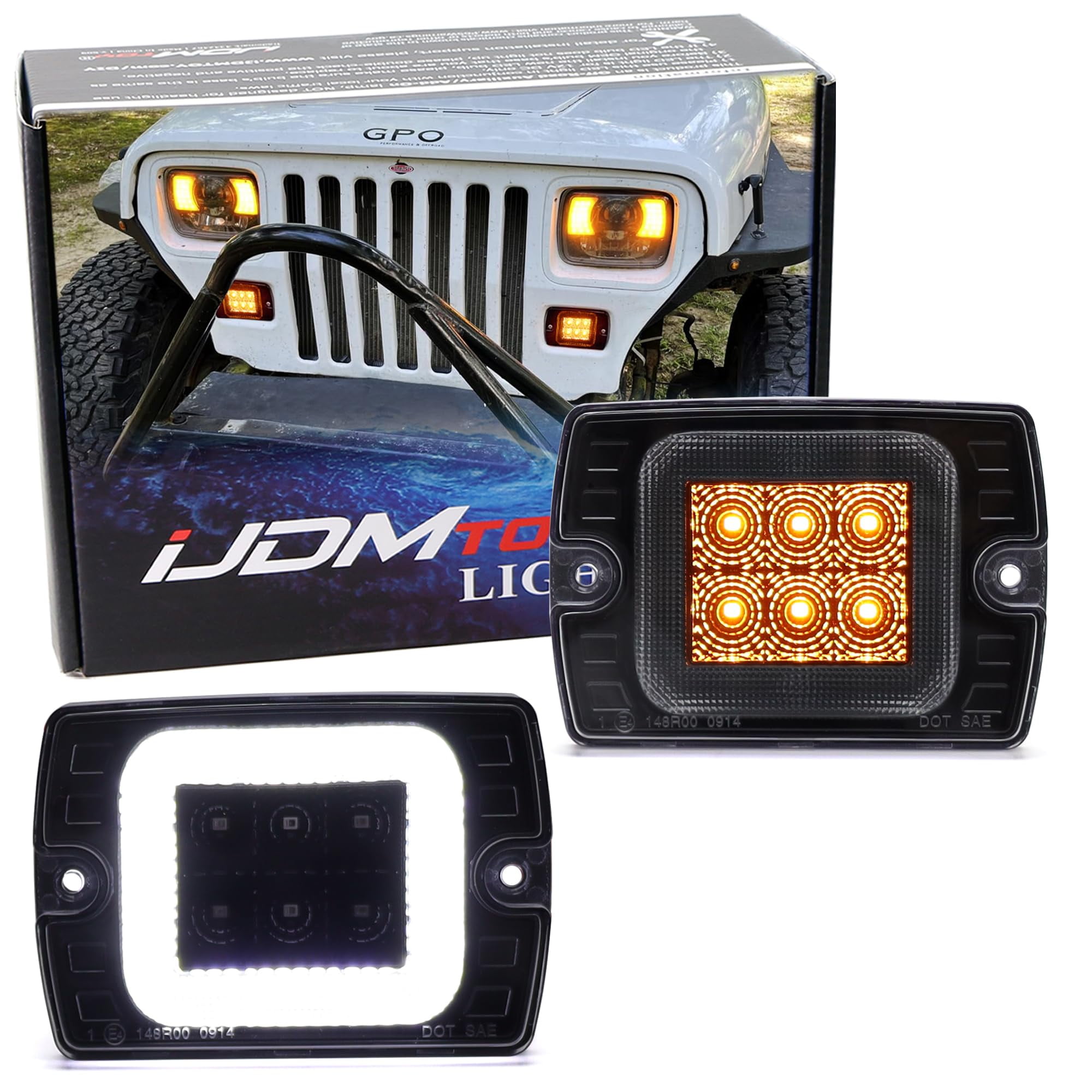 Black-Out Interior Clear Lens White LED Driving Light/Amber Switchback Sequential Blink LED ...