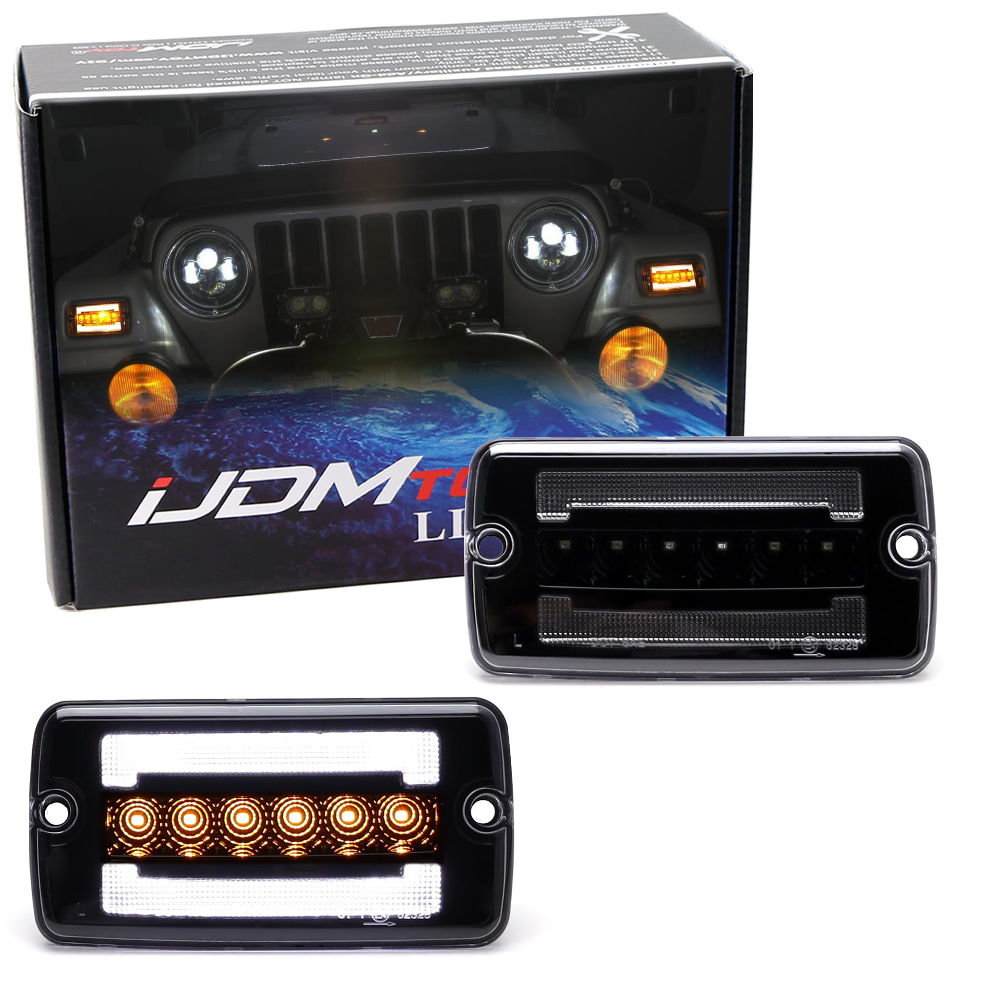 Black-Out Interior Clear Lens White LED Driving Light/Amber Yellow Blink LED Front Fender Flare ...