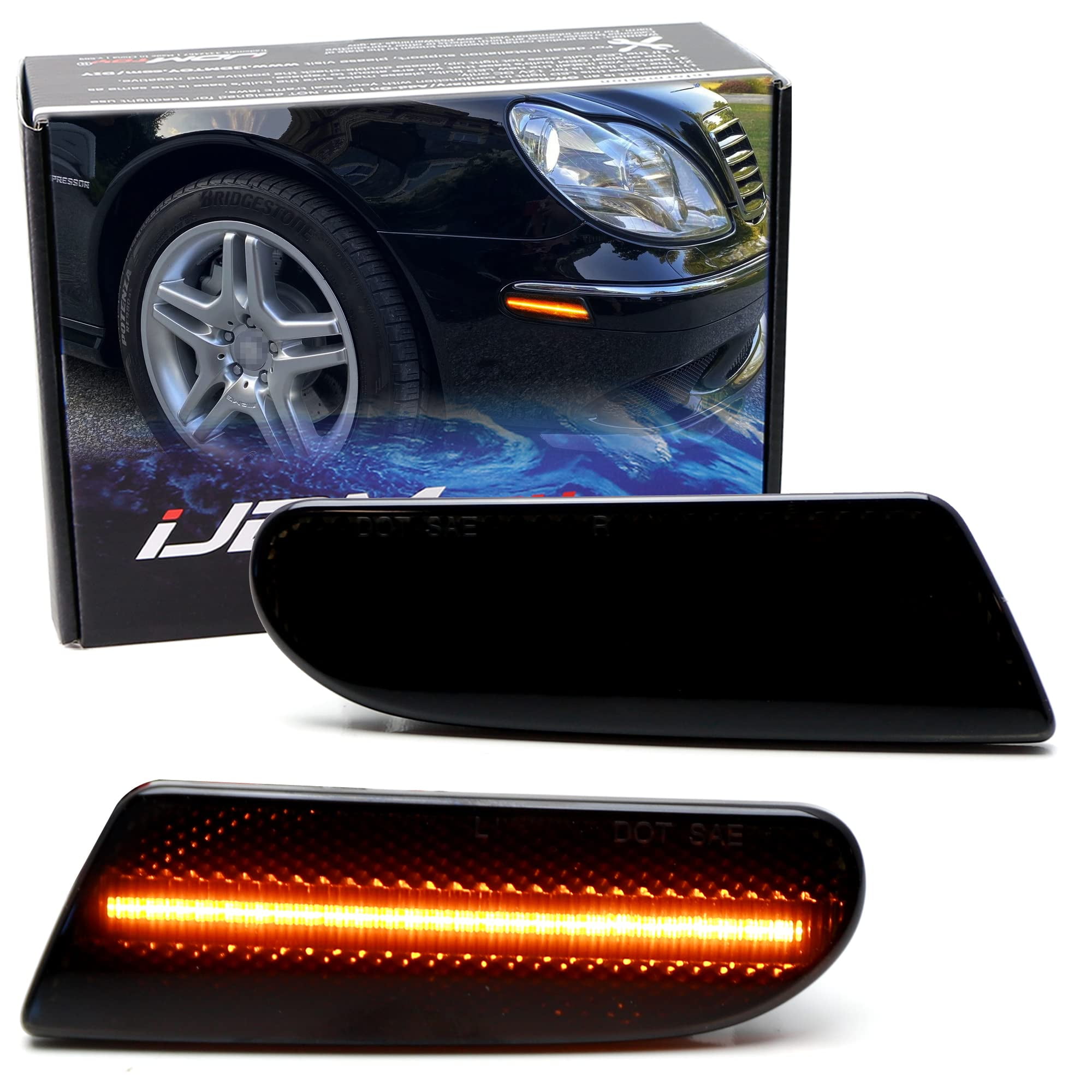 Black-Out Smoke Lens Amber Full LED Strip Front Side Marker Light ...