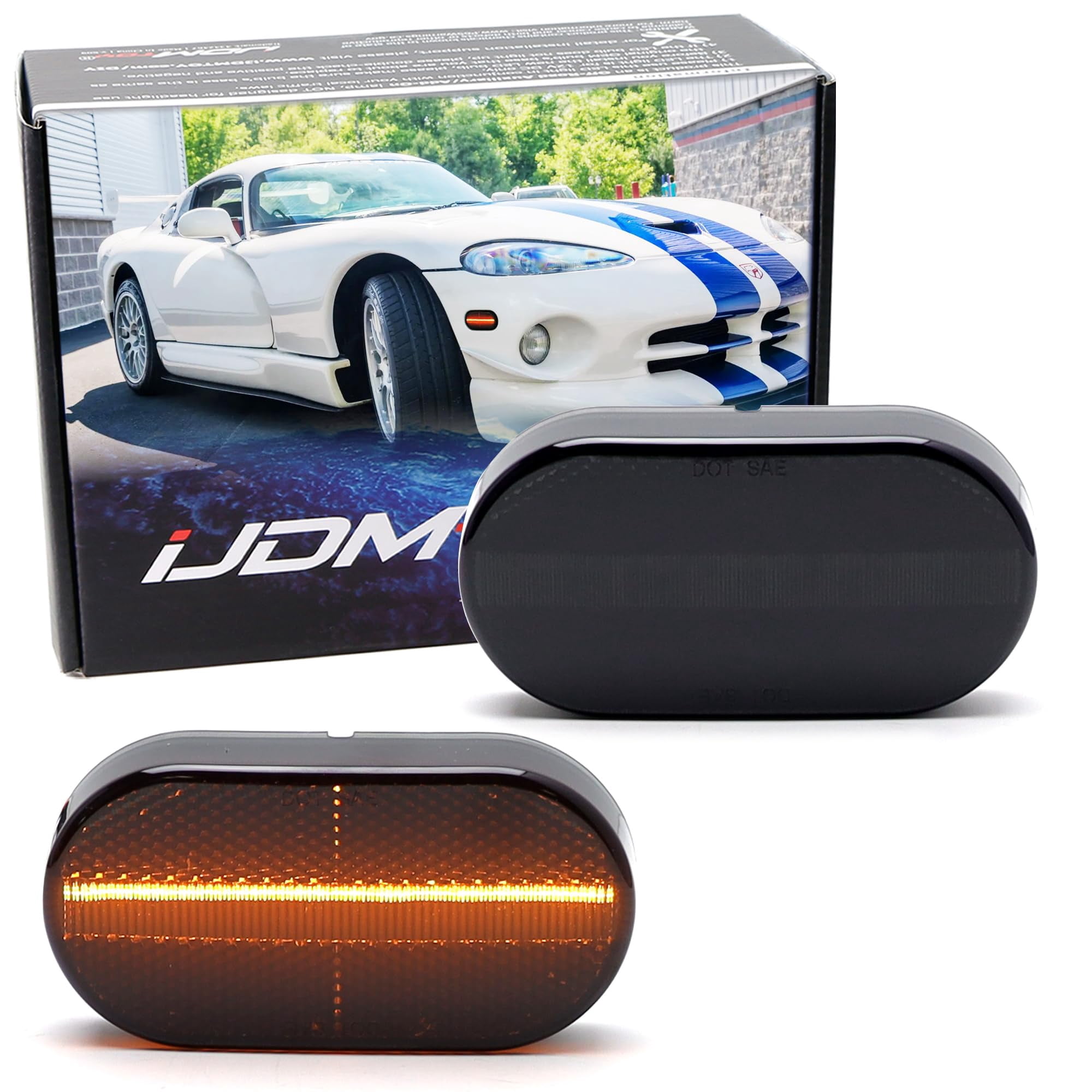 Black-Out Smoked Lens 24-SMD Amber Full LED Front Side Marker Light Kit ...